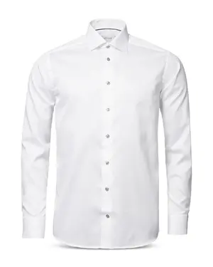 Eton Slim Fit Contrast Gray Button Twill Dress Shirt