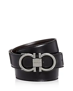 FERRAGAMO Salvatore Ferragamo Double Gancini Reversible Leather Belt Nero