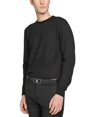FERRAGAMO Double Gancini Reversible Leather Belt - Nero/brown