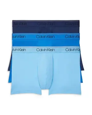 Calvin Klein Microfiber Stretch Wicking Low Rise Boxer Briefs, Pack Of 3 - Blue Multi