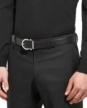 FERRAGAMO Gancini Reversible Leather Belt - Black/brown