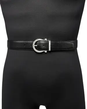 FERRAGAMO Gancini Reversible Leather Belt - Black/brown