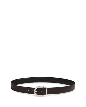 FERRAGAMO Gancini Reversible Leather Belt - Black/brown