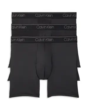Calvin Klein Microfiber Stretch Wicking Boxer Briefs, Pack Of 3 - Black