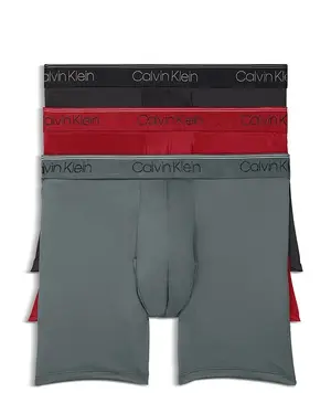 Calvin Klein Microfiber Stretch Wicking Boxer Briefs, Pack Of 3 - Black/red/grey