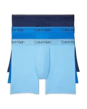 Calvin Klein Microfiber Stretch Wicking Boxer Briefs, Pack Of 3 - Blue