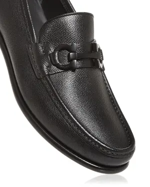 FERRAGAMO Gancini Crown Bit Leather Loafers