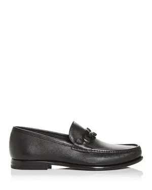 FERRAGAMO Gancini Crown Bit Leather Loafers