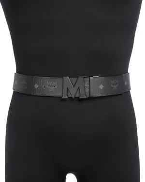 Mcm Reversible Signature Belt - Black