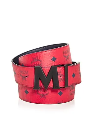 Mcm Reversible Signature Belt Candy Red