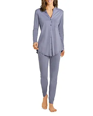 Hanro Pure Essence Pajama Set Blue Granite