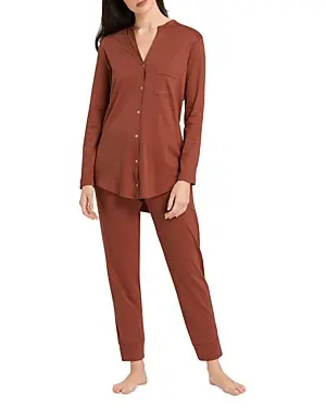 Hanro Pure Essence Pajama Set Marsala