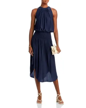Ramy Brook Audrey Sleeveless Halter Midi Dress - Navy