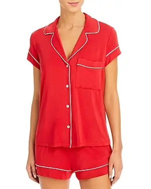 Eberjey Gisele Shortie Short Set Haute Red/bone