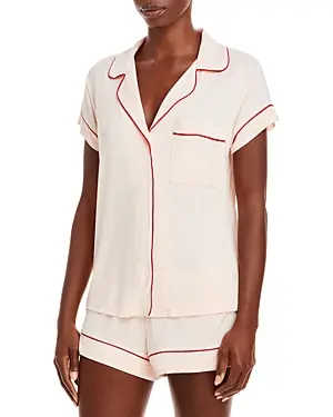 Eberjey Gisele Shortie Short Set Pearl Blush/haute Red