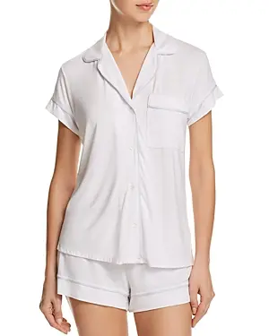 Eberjey Gisele Shortie Short Set White/water Blue