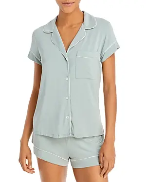 Eberjey Gisele Shortie Short Set Willow Green/bone