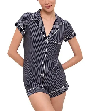 Eberjey Gisele Shortie Short Set Duo Stripe Navy/ivory