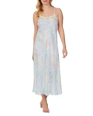 Eileen West Sleeveless Satin Nightgown Watercolor