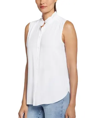 NYDJ Sleeveless Ruffled Top - Optic White