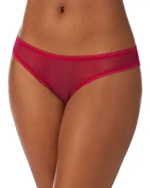 ON GOSSAMER Mesh Hip Bikini Red Ruby