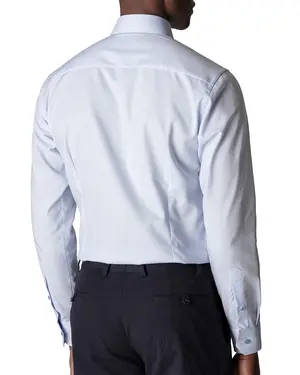 Eton Cotton Contemporary Fit Textured Solid Shirt - Light Blue