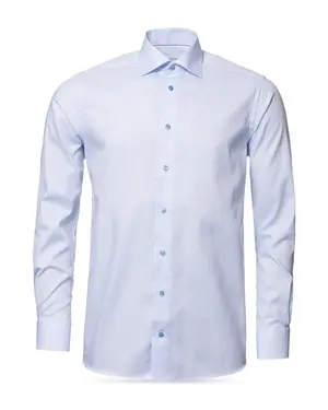 Eton Cotton Contemporary Fit Textured Solid Shirt - Light Blue