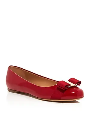 FERRAGAMO Varina Ballerinas - Rosso Red/gold