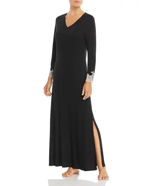 Natori Luxe Shangri-la Lounger Gown Exclusive - Black/coccoon