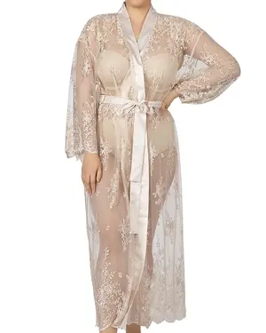 Rya Collection Plus Darling Lace Robe - Champagne