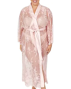 Rya Collection Plus Darling Lace Robe Petal Pink