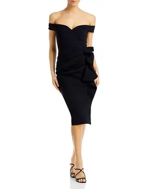 Draped Boat-Neck Mini Cocktail Dresses