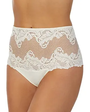 Le Mystère Lace Allure High Waist Thong Butter Cream