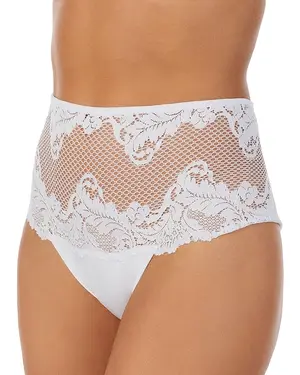 Le Mystère Lace Allure High Waist Thong Coconut