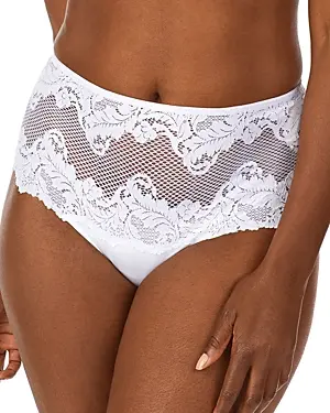 Le Mystère Lace Allure High Waist Thong Diamond White