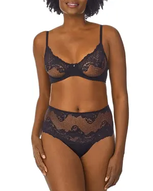 Le Mystère Lace Allure Unlined Underwire Demi Bra - Black