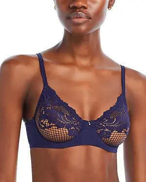 Le Mystère Lace Allure Unlined Underwire Demi Bra Evening Blue