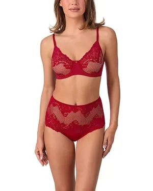 Le Mystère Lace Allure Unlined Underwire Demi Bra - Pomegrante