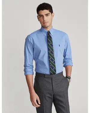 Polo Ralph Lauren Cotton Poplin Classic Fit Button Down Shirt Blue End On End