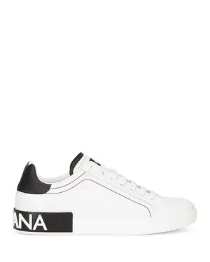 Dolce & Gabbana Portofino Lace Up Sneakers - White/black