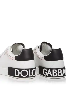 Dolce & Gabbana Portofino Lace Up Sneakers - White/black