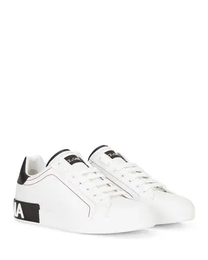 Dolce & Gabbana Portofino Lace Up Sneakers - White/black