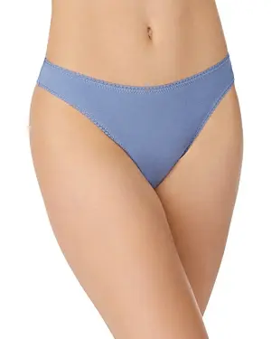 ON GOSSAMER Cabana Cotton Blend Stretch Hip G-string Blue Mist