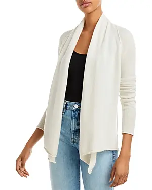 Aqua Aqua Cashmere Draped Open-Front Cashmere Cardigan - 100% Exclusive Ash