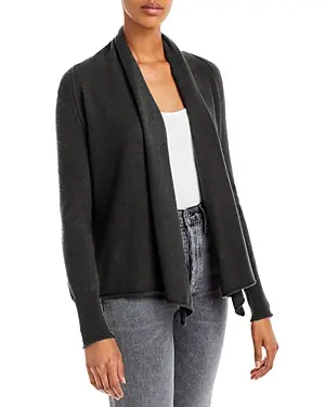 Aqua Aqua Cashmere Draped Open-Front Cashmere Cardigan - 100% Exclusive Dark Gray