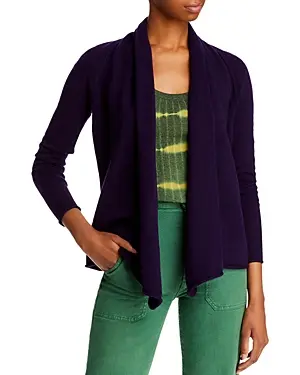 Aqua Aqua Cashmere Draped Open-Front Cashmere Cardigan - 100% Exclusive Dark Plum
