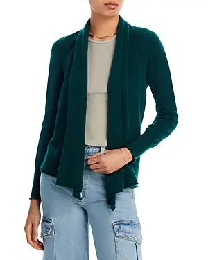 Aqua Aqua Cashmere Draped Open-Front Cashmere Cardigan - 100% Exclusive Forest