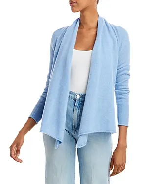 Aqua Aqua Cashmere Draped Open-Front Cashmere Cardigan - 100% Exclusive Heather Blue
