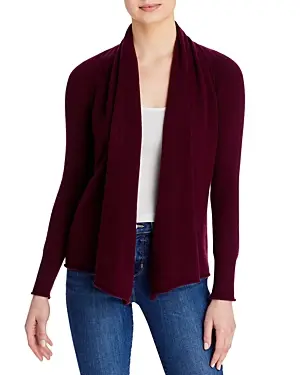 Aqua Aqua Cashmere Draped Open-Front Cashmere Cardigan - 100% Exclusive Heather Burgundy