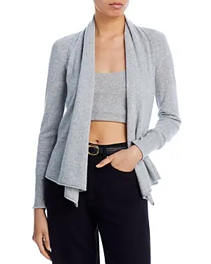 Aqua Aqua Cashmere Draped Open-Front Cashmere Cardigan - 100% Exclusive Light Grey
